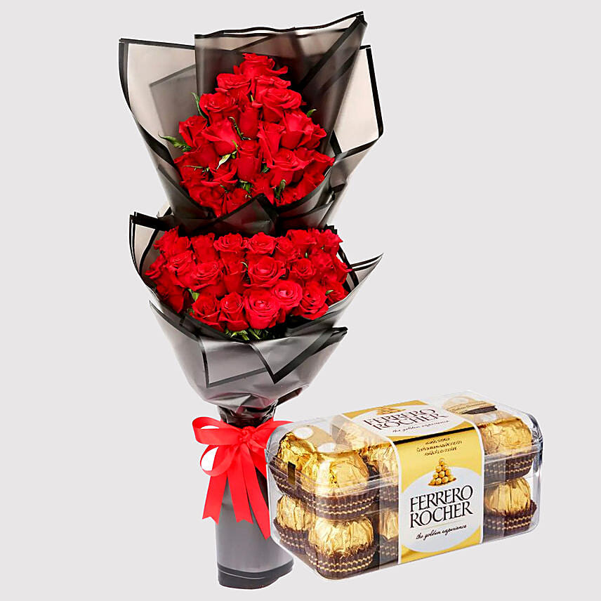 Ferrero Rocher Box and Romantic Roses Delivery in Singapore - FNP SG