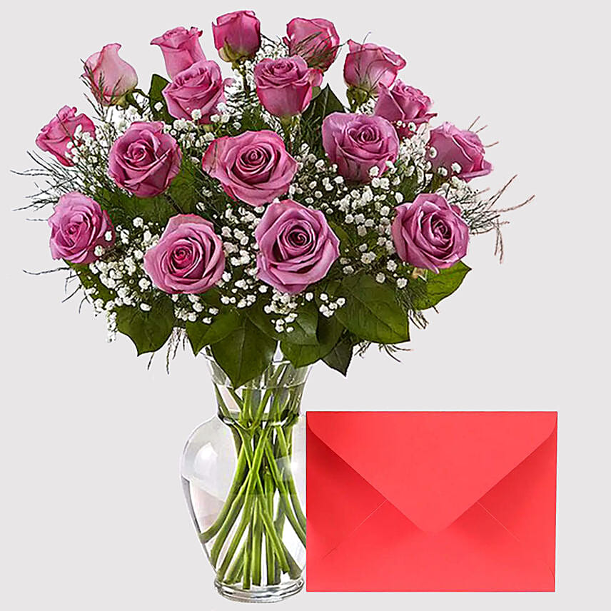 Purple Roses and Greeting Card Delivery in Singapore - FNP SG