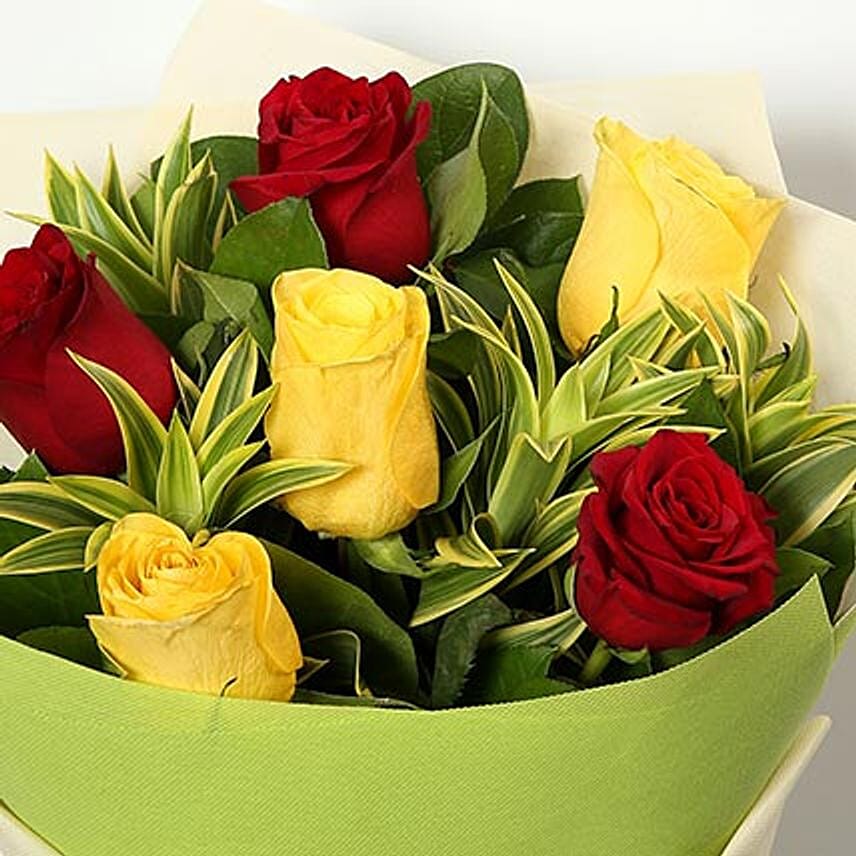 12 Red And Yellow Roses Bouquet Delivery in Singapore - FNP SG