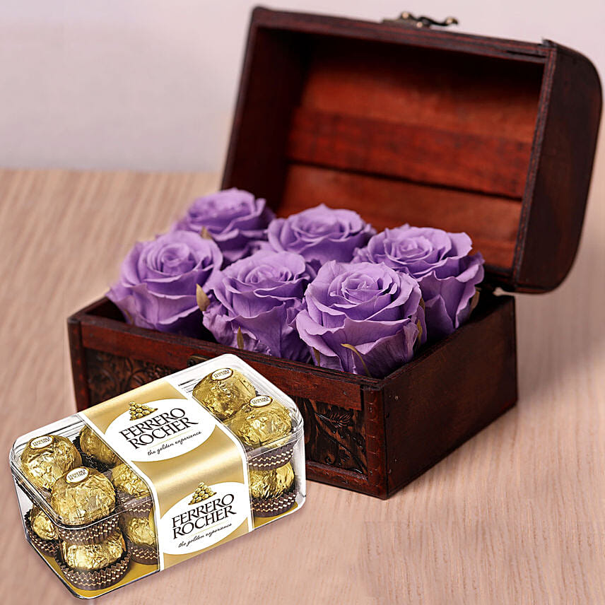 Forever Purple Roses & Ferrero Rocher Combo Delivery in Singapore - FNP SG
