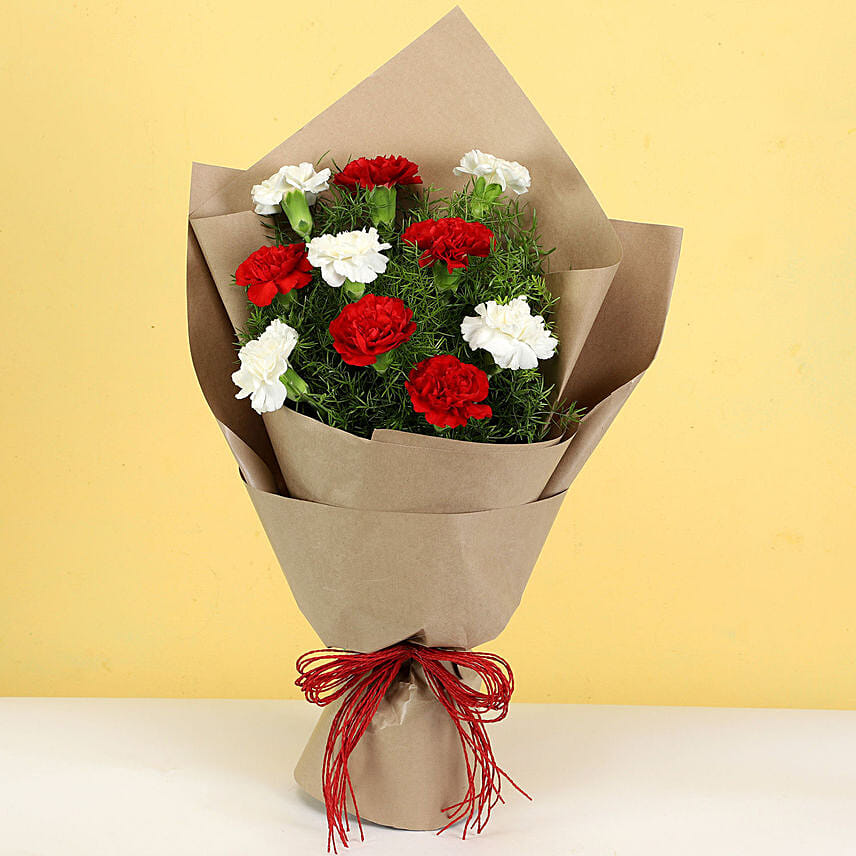 10 Romantic Red White Carnations Delivery in Singapore - FNP SG