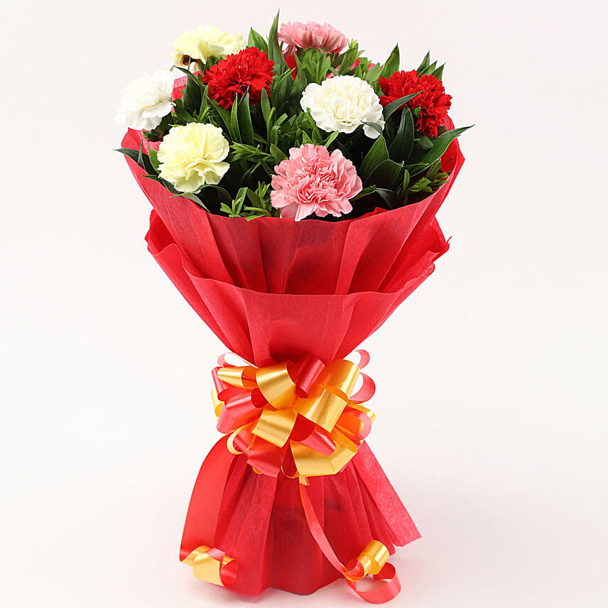 Beautiful 8 Mixed Carnations Bouquet Small Delivery in Singapore - FNP SG
