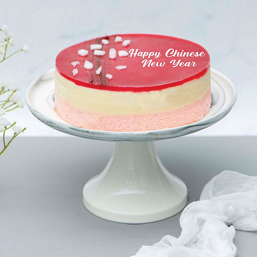 New Year Fresh Raspberry Lychee Rose Cake Delivery in Singapore - FNP SG
