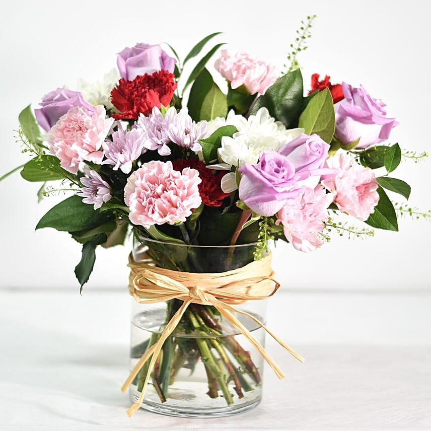 Mixed Flowers In Round Glass Box Delivery in Singapore - FNP SG