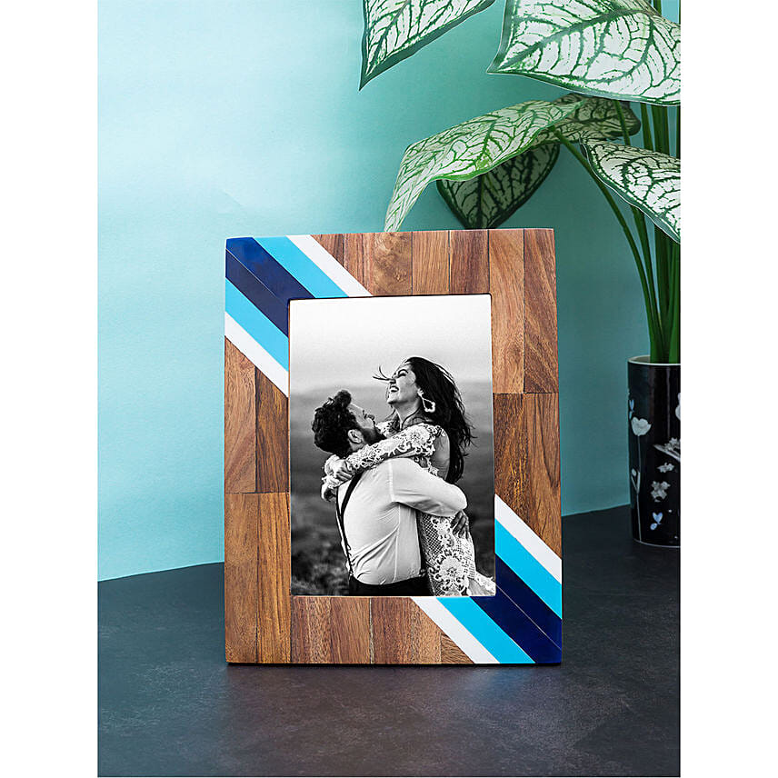 Personalised Blue And White Wooden Photo Frame Delivery in Singapore ...