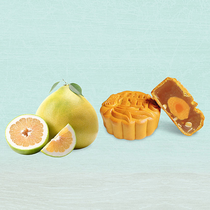 Lotus Single Yolk Mooncake With 3 Pcs Pomelo Fruit Delivery in ...