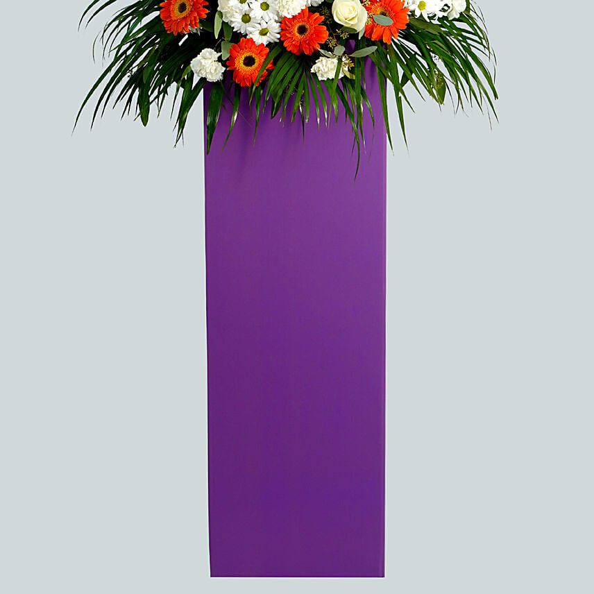 Delightful Mixed Flowers Purple Cardboard Stand Delivery in Singapore ...