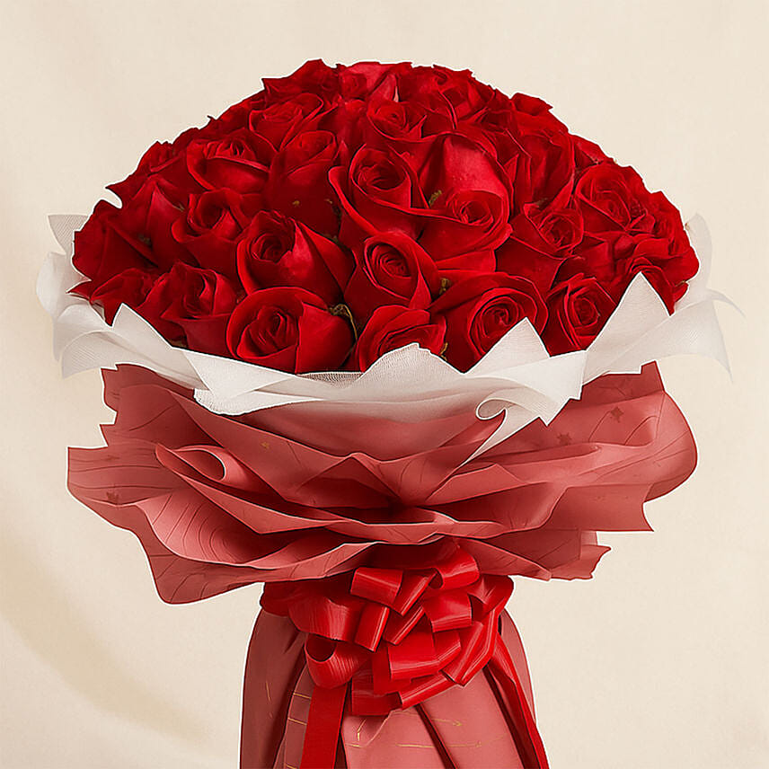 Premium 50 Red Roses Bouquet Delivery in Singapore - FNP SG