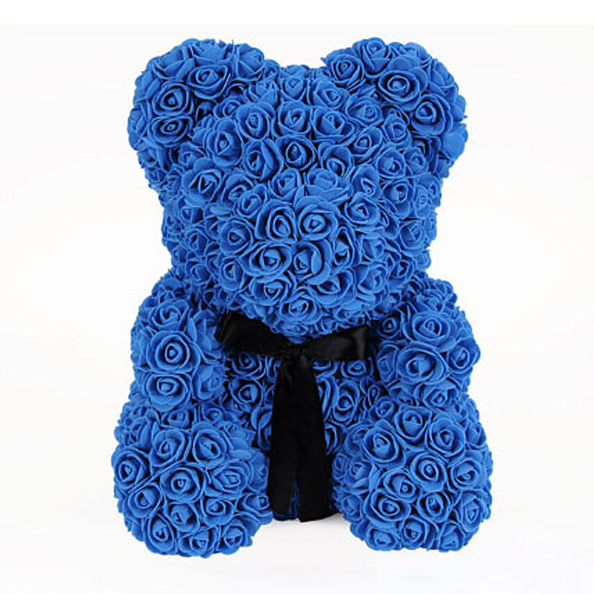 Artificial Blue Roses Teddy Delivery in Singapore - FNP SG