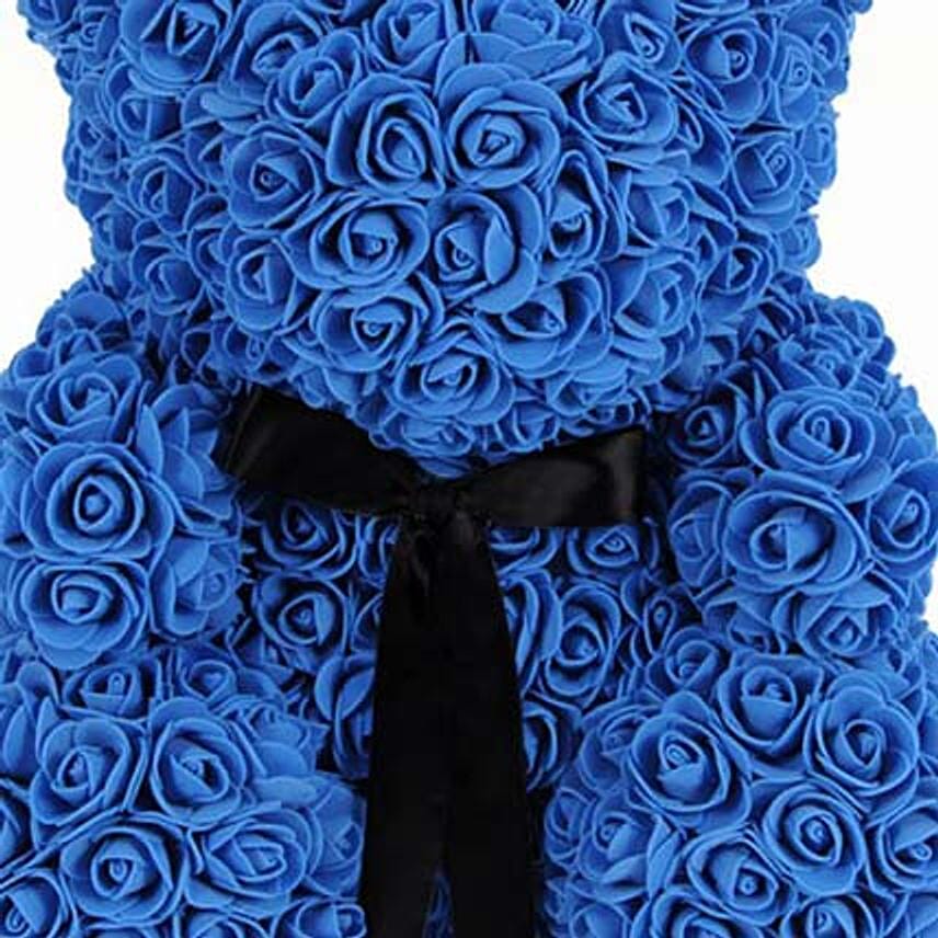 Artificial Blue Roses Teddy Delivery in Singapore - FNP SG