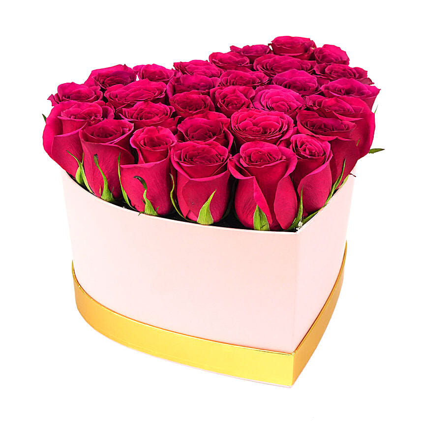 Pink Rose In Heart Shape Box Delivery in Singapore - FNP SG