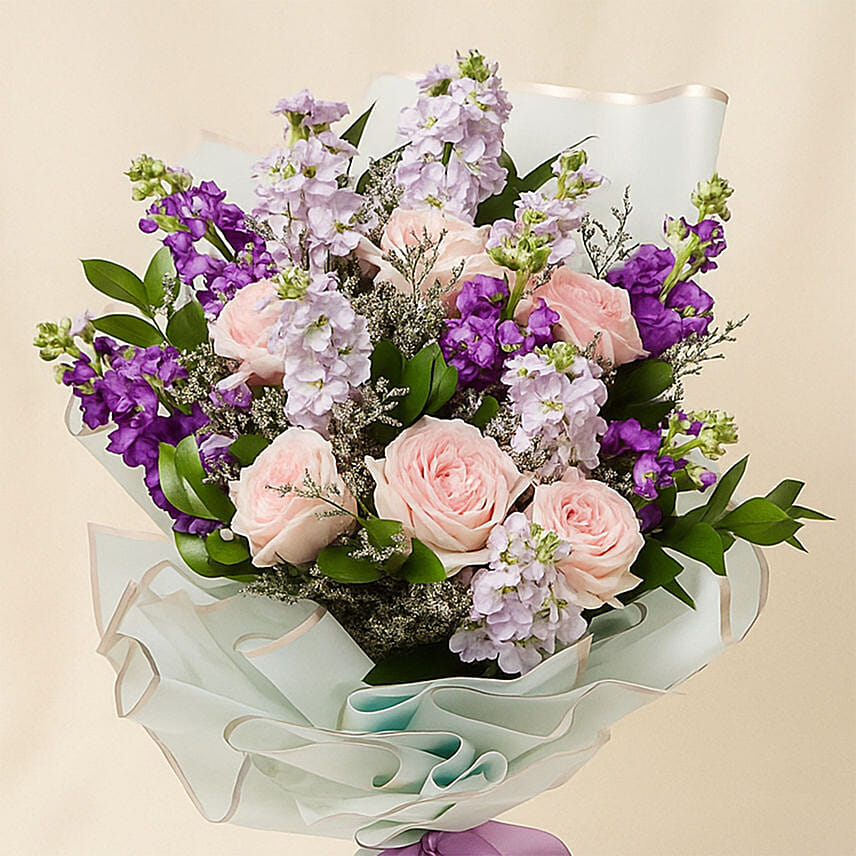 Elegant Mixed Flowers Wrapped Bouquet Delivery in Singapore - FNP SG