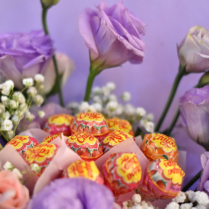 Lovely Mixed Flowers & Chupa Chups Bouquet Delivery in Singapore - FNP SG