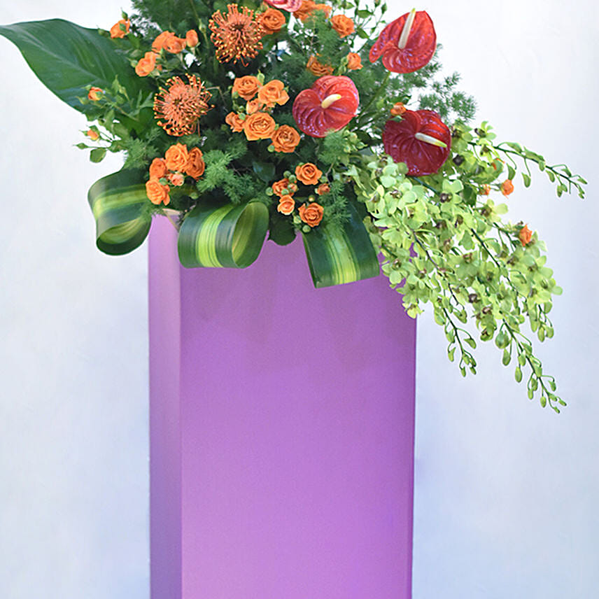 Lovely Mixed Flowers Purple Stand Delivery in Singapore - FNP SG