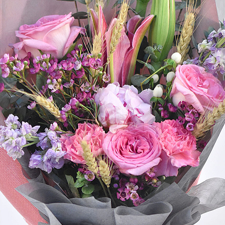Elegant Pink Flowers Bouquet Delivery in Singapore - FNP SG