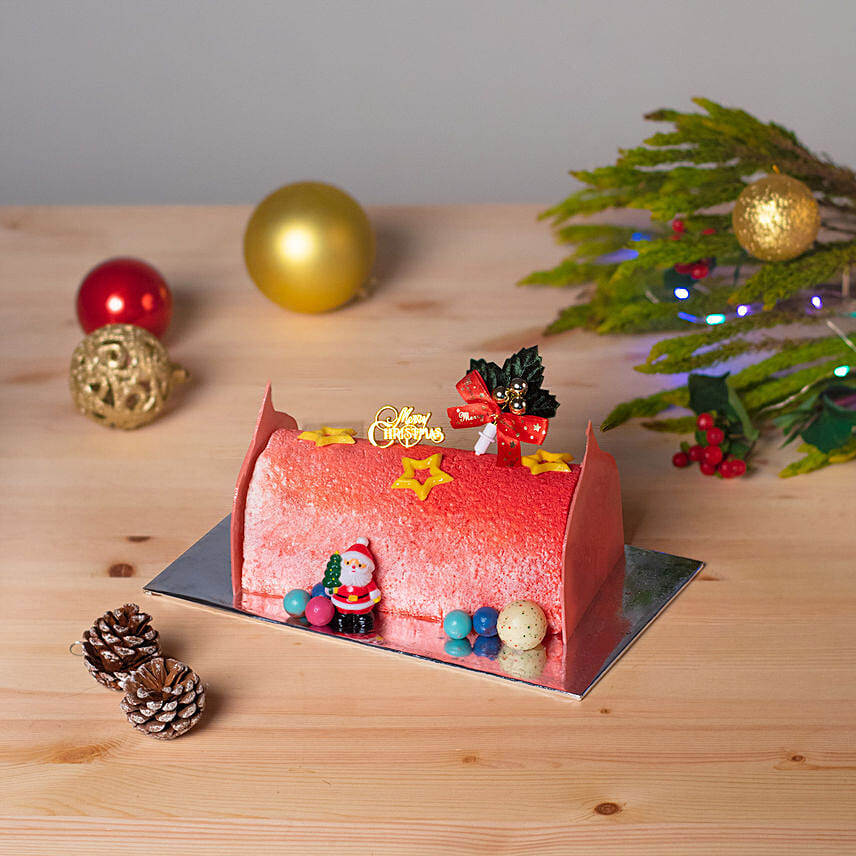 Xmas Mix Berries Yoghurt Yule Log Cake Delivery in Singapore - FNP SG