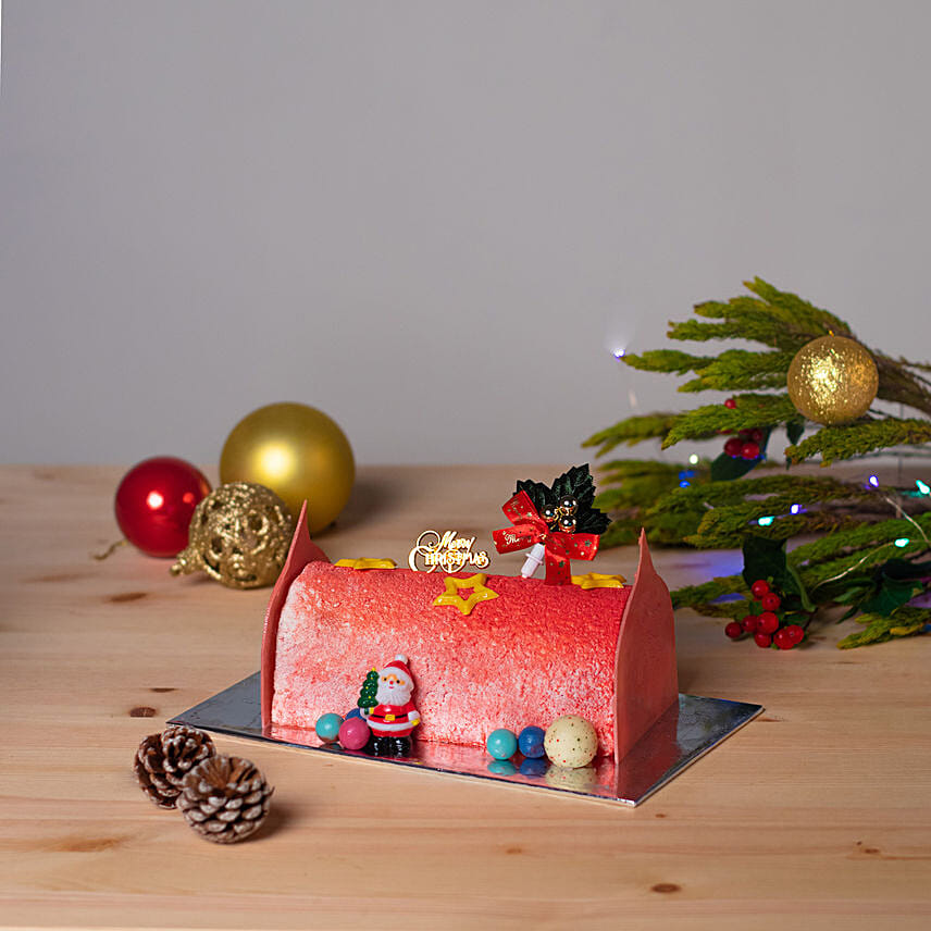 Xmas Mix Berries Yoghurt Yule Log Cake Delivery in Singapore - FNP SG