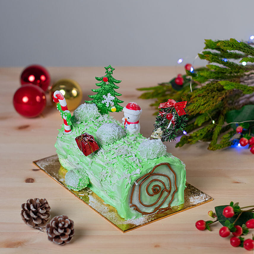 Xmas Pandan Log cake 500gm Delivery in Singapore - FNP SG