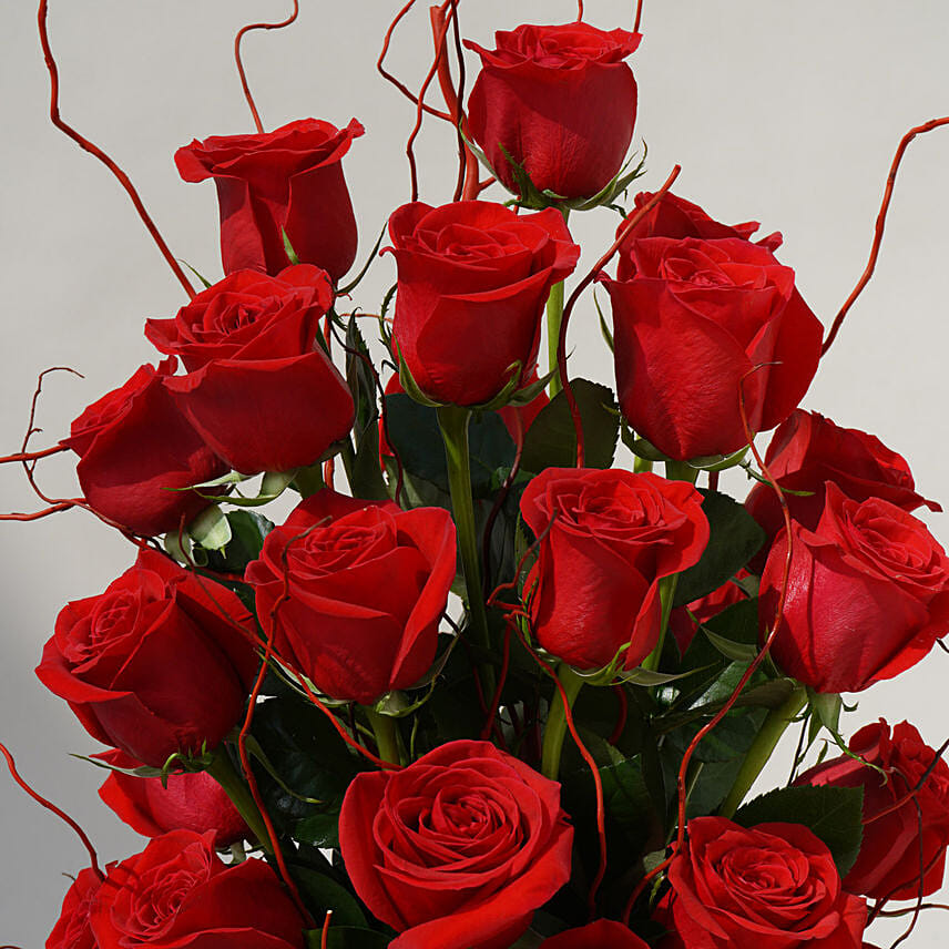 22 Red Roses In A Round Fish Bowl For Valentines Delivery in Singapore ...