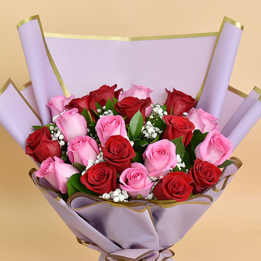 Love Expressions Pink And Red Roses Bouquet With Mini Moet Champagne ...