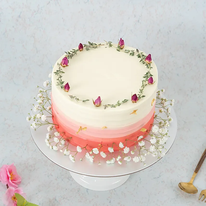 Ombre Pink Baby Breath Rose Lychee Cake 6 inch Delivery in Singapore ...