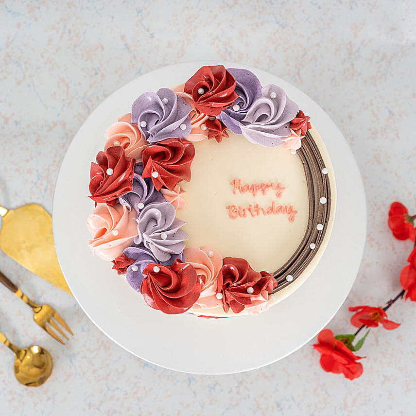 Online Rosetta Wreath Rose Lychee Cake 8 inch Gift Delivery in SGP - FNP