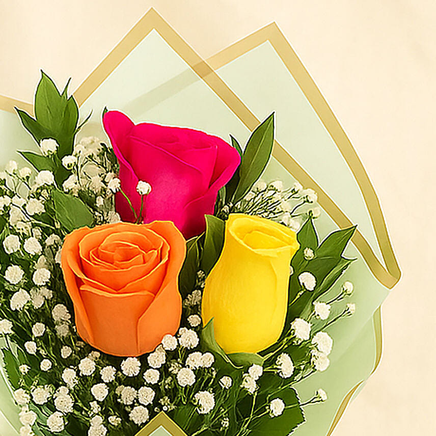 3 Mix Roses Hand Bouquet Delivery in Singapore - FNP SG