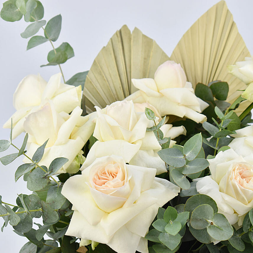 White Roses Bouquet with Evil eye Delivery in Singapore - FNP SG