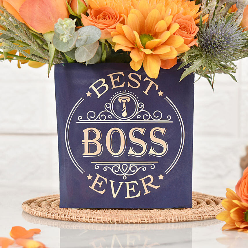 Best Boss Ever Flower Vase Delivery in Singapore - FNP SG