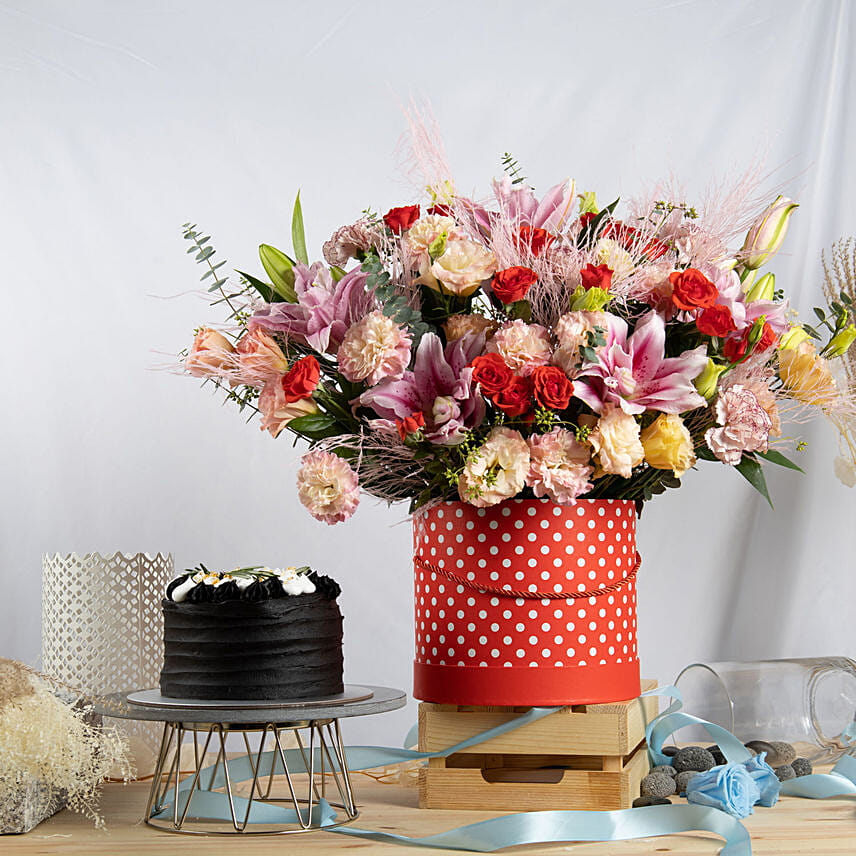 Magnificent Blooms Box with Cake Delivery in Singapore - FNP SG