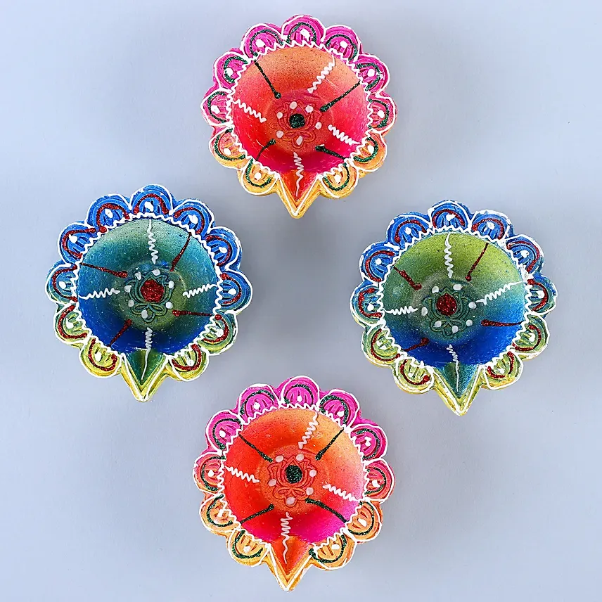 Multi Color Diyas Set of 4 Delivery in Singapore - FNP SG