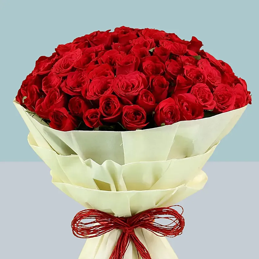 99 Red Roses Bouquet For Valentine Delivery in Singapore - FNP SG