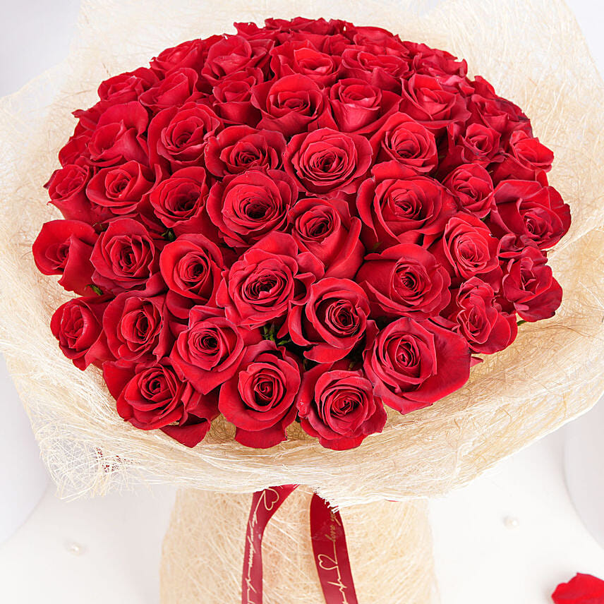 Love Expression Valentine 50 Red Roses Delivery in Singapore - FNP SG