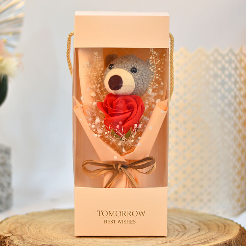 Red Rose & Teddy in Box Delivery in Singapore - FNP SG
