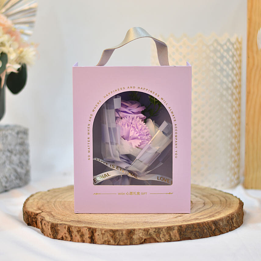 Purple Roses Soap Flower Bouquet with Purple Box Delivery in Singapore ...