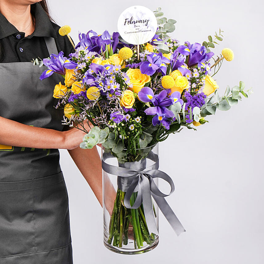 Premium Arrangement of Iris with Roses Delivery in Singapore - FNP SG