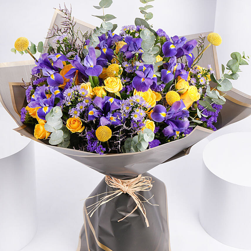 Premium Bouquet of Iris with Roses Delivery in Singapore - FNP SG