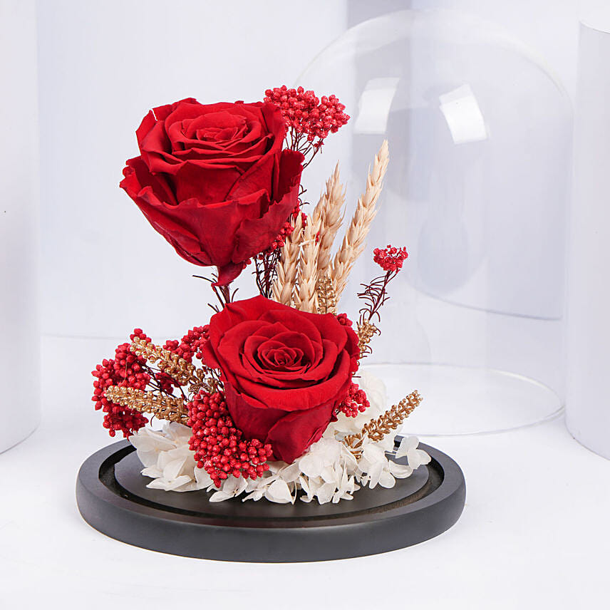 Dual Red Forever Roses in Dome Delivery in Singapore - FNP SG
