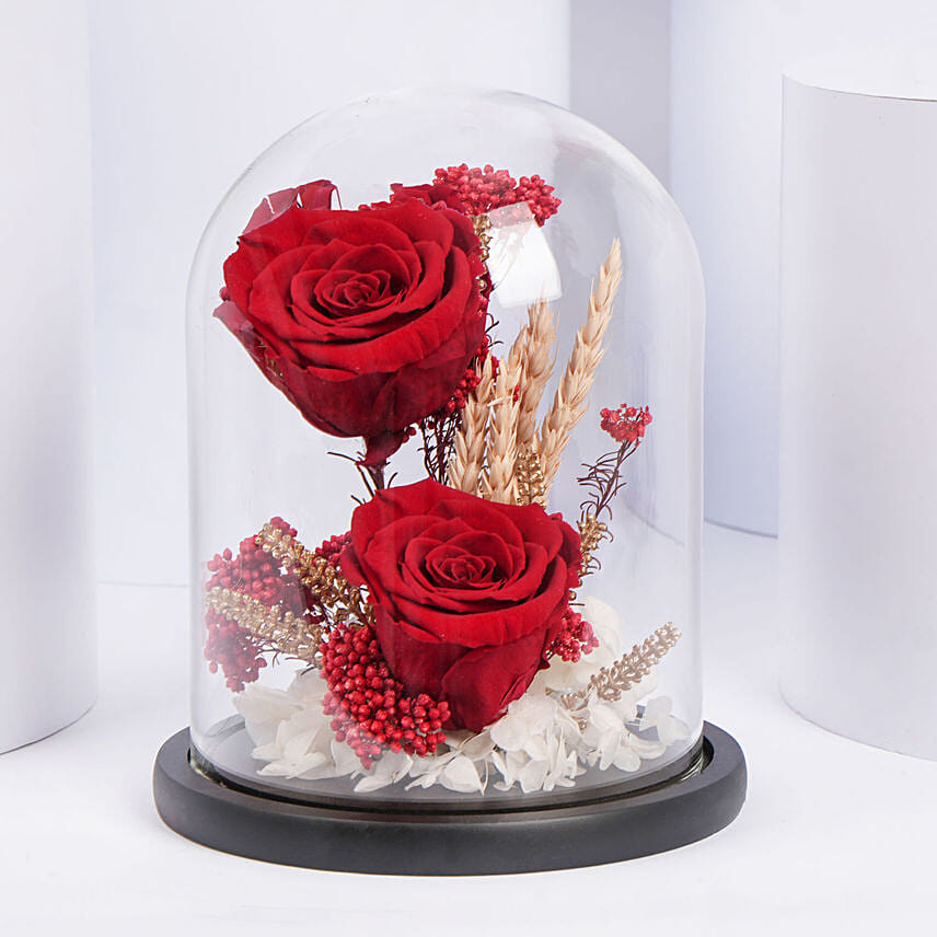 Dual Red Forever Roses in Dome Delivery in Singapore - FNP SG