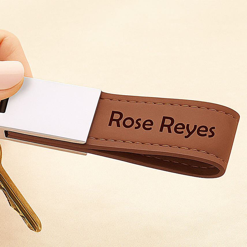 Engraved Leather Keychain With Text Delivery in Singapore - FNP SG