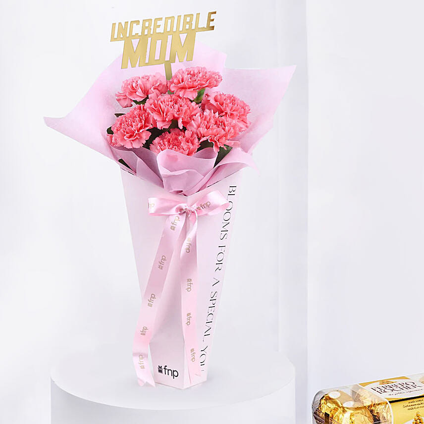 Sweet Carnation Symphony For Mom with Chocolates Delivery in Singapore ...