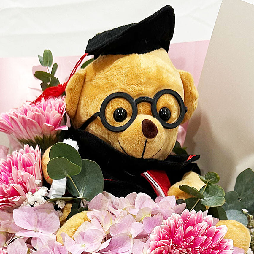 Bouquet of Success with Teddy Bear Delivery in Singapore - FNP SG