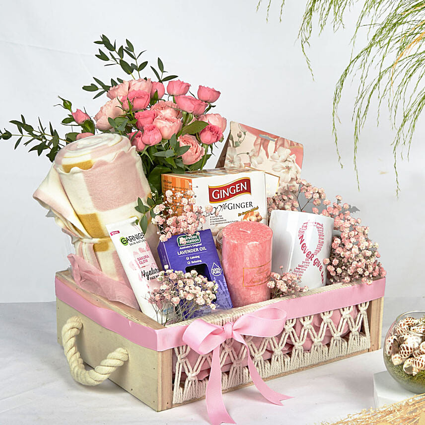 Never Give Up Pink Hamper Delivery in Singapore - FNP SG