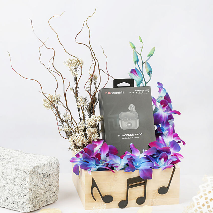 Nakamichi Earbuds with Flower Gift Tray Delivery in Singapore - FNP SG