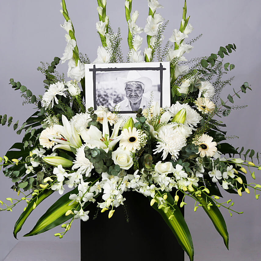 Personalised Frame Sympathy Grand Flower Stand Delivery in Singapore ...