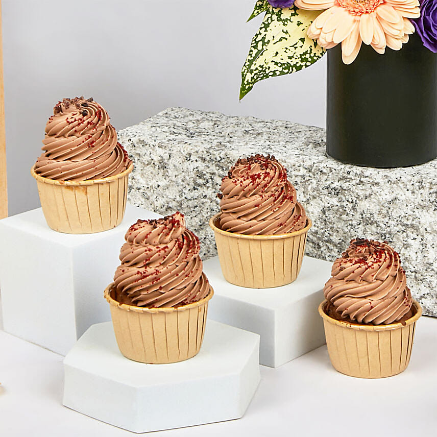 Mini Black Box of Flowers with Cupcakes Delivery in Singapore - FNP SG