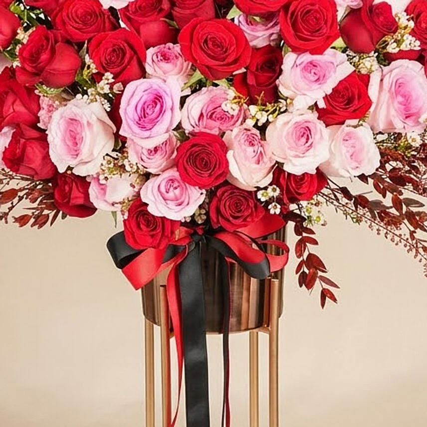 Red and Pink Roses Flowers Stand Delivery in Singapore - FNP SG
