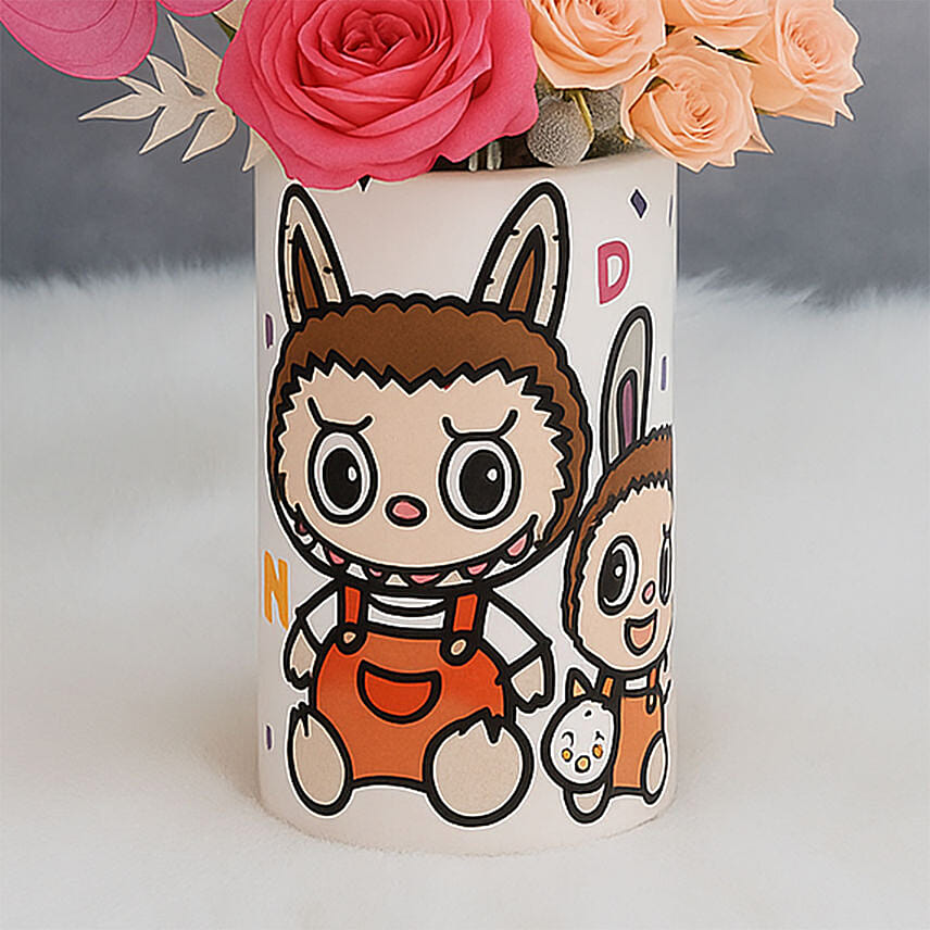 Labubu Inspired Mix Flowers Vase Delivery in Singapore - FNP SG