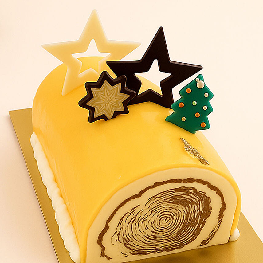 Mango Passion Christmas Log Cake 400 grams Delivery in Singapore - FNP SG