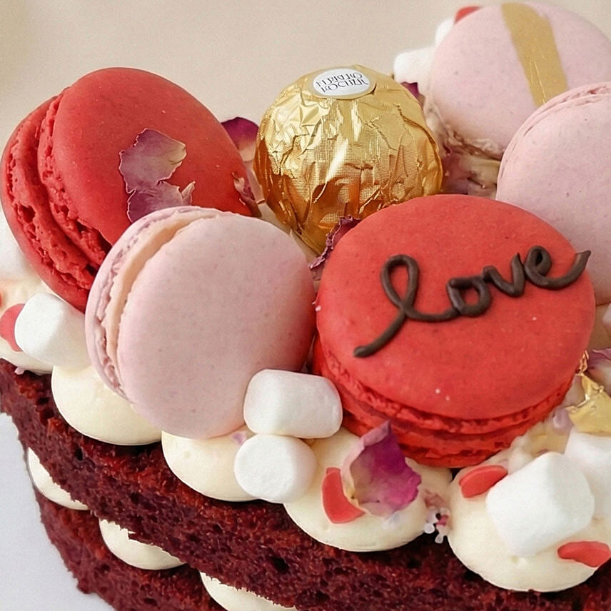 Love Red Velvet Macarons Cake 6 inches Delivery in Singapore - FNP SG